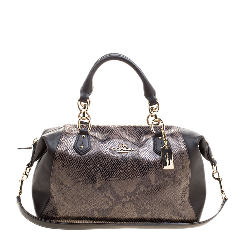 Coach Brown Python Embossed Leather Tote Coach | The Luxury Closet