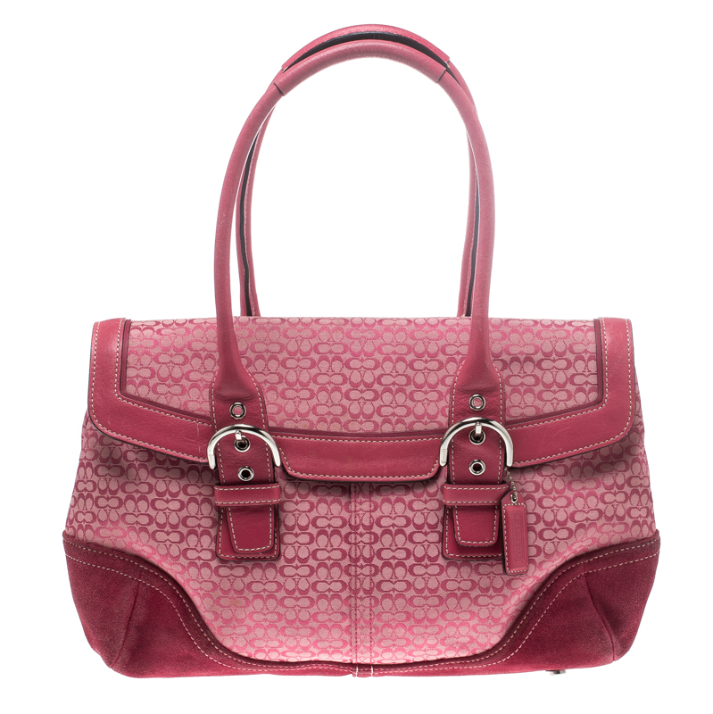 Coach Pink Canvas and Suede Satchel Coach | TLC