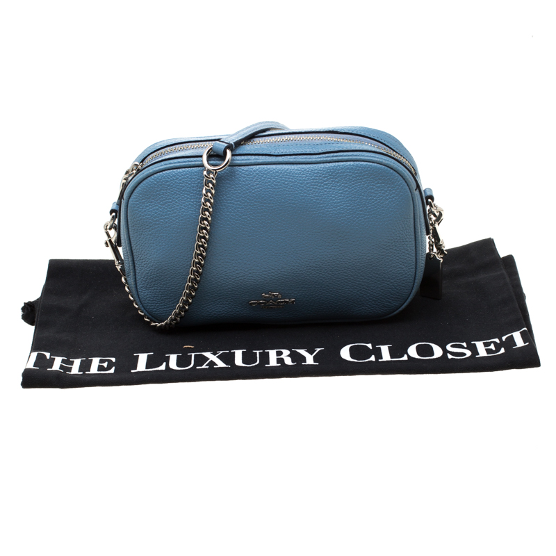 Coach Light Blue Leather Isla Chain Crossbody Bag Coach | TLC