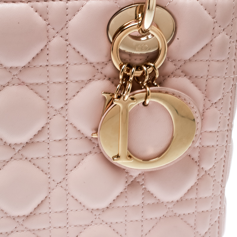 Dior Light Pink Leather Medium Lady Dior Top Handle Bag Dior | TLC