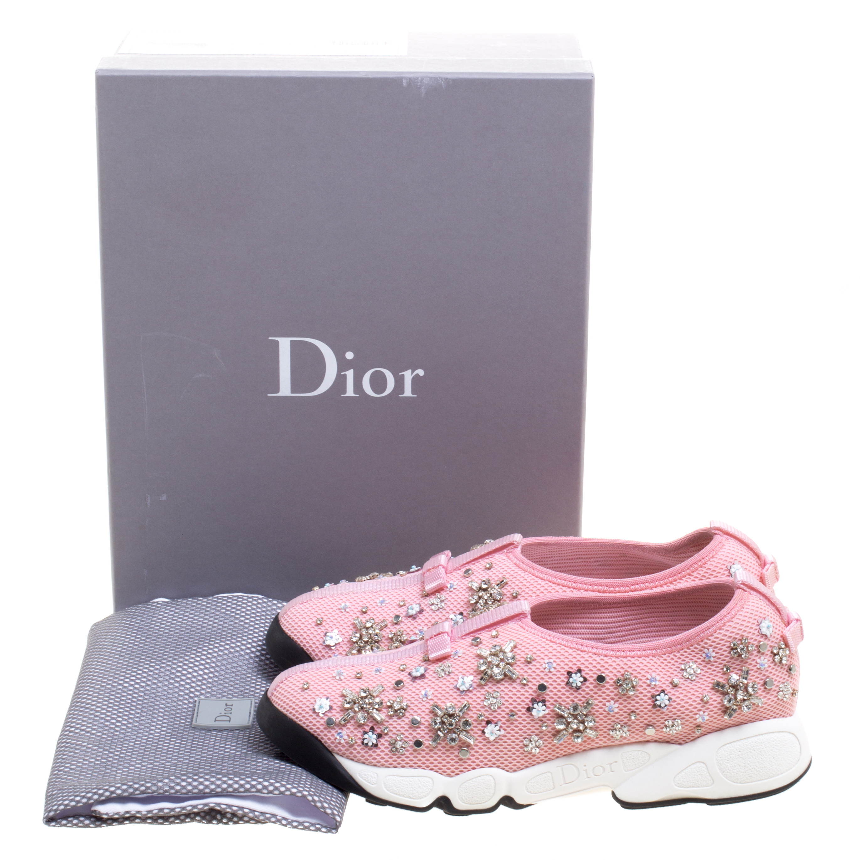 Dior Pink Mesh Fusion Embellished Sneakers Size 37 Dior | TLC