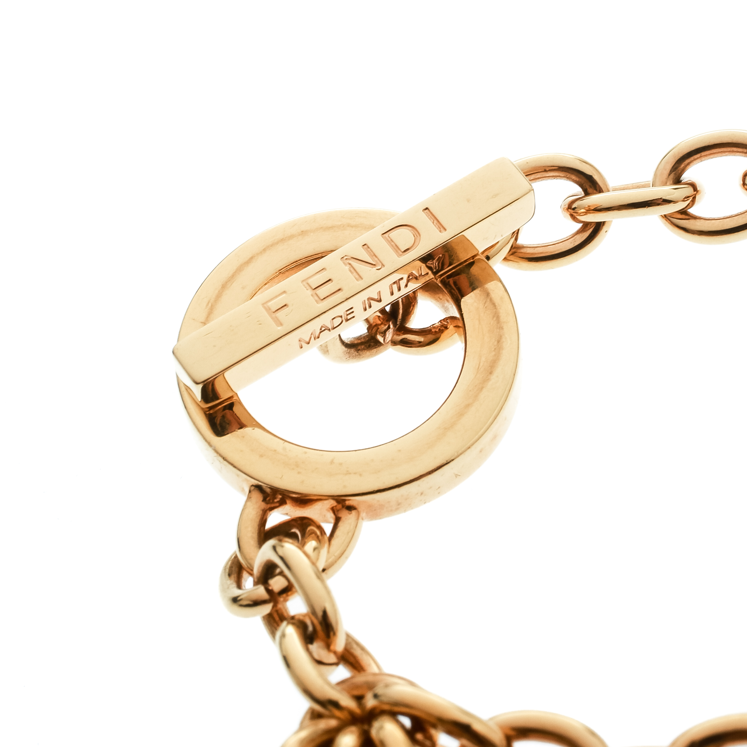Fendi Heart Star Charm Gold Tone Chain Link Toggle Bracelet Fendi | TLC Fendi Heart Star Charm Gold Tone Chain Link Toggle Bracelet Fendi | TLC