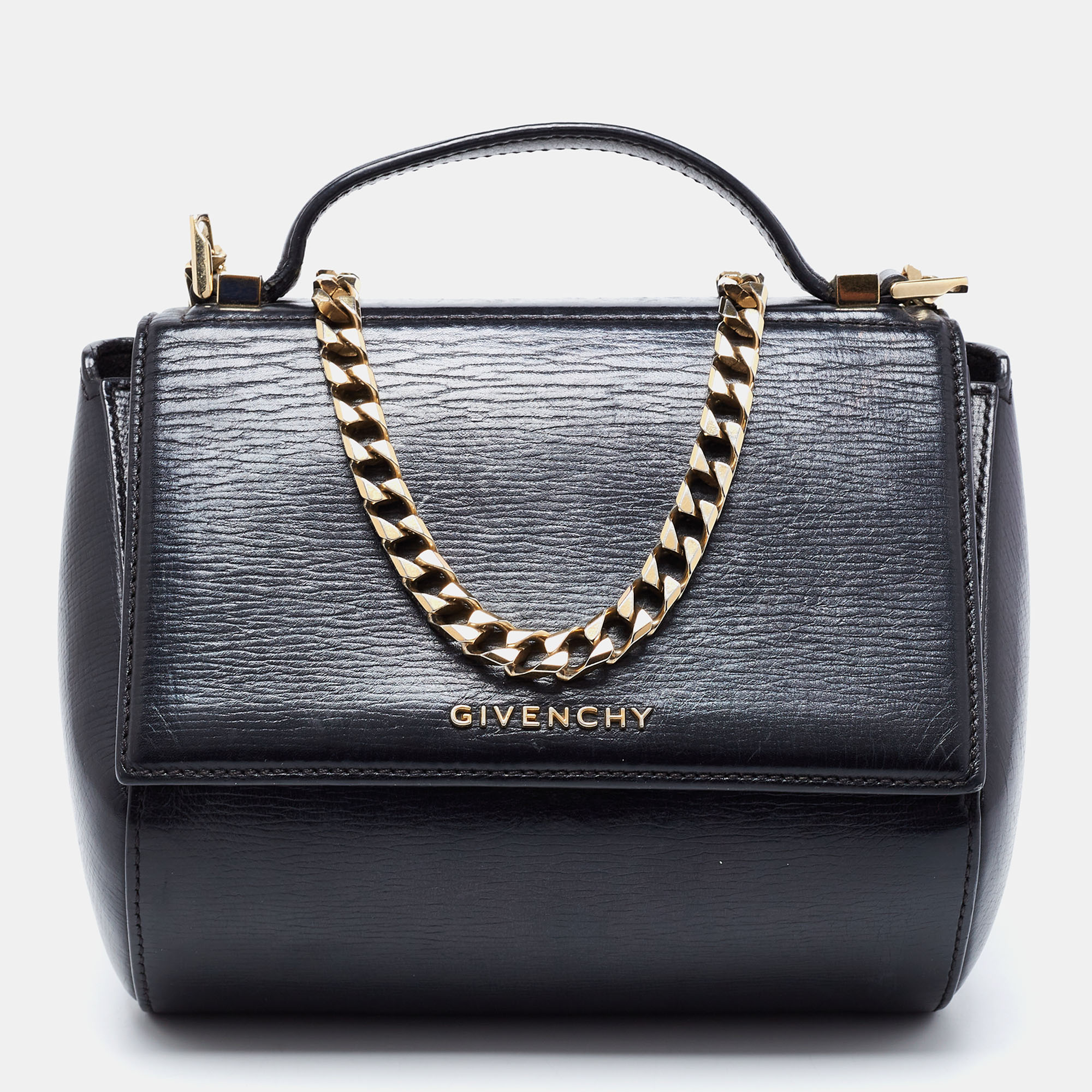 Pre-owned Givenchy Black Leather Mini Pandora Box Crossbody Bag | ModeSens
