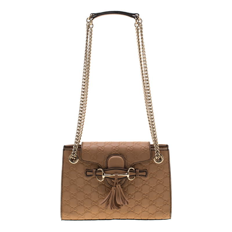 Gucci Tan Guccissima Leather Small Emily Chain Shoulder Bag Gucci | The ...