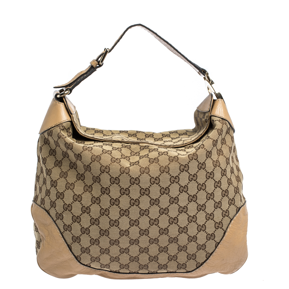Gucci Beige GG Canvas and Leather Charlotte Hobo Gucci | The Luxury Closet