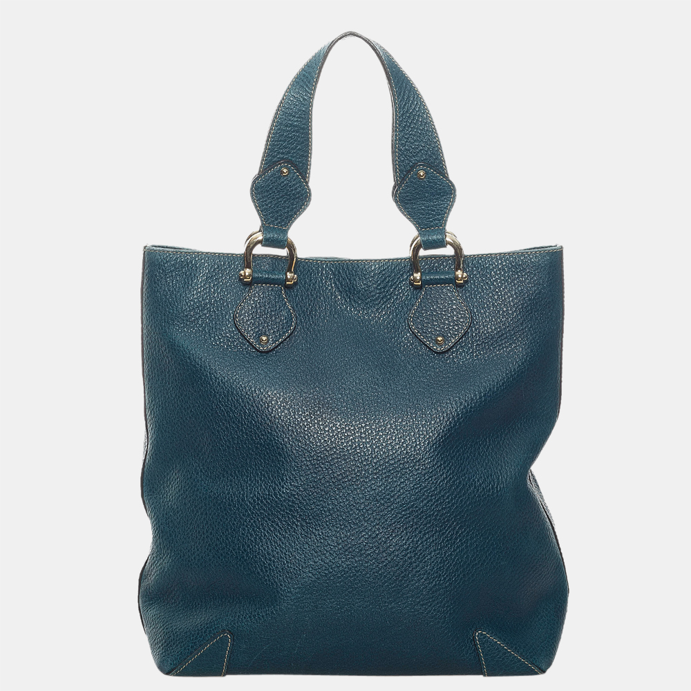 Pre-owned Gucci Blue Leather Tote Bag | ModeSens