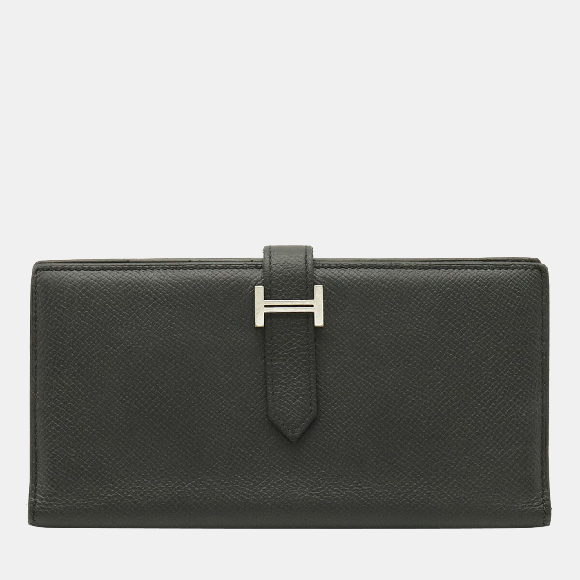 Pre-owned Hermes Bearn Souffle Bifold Long Wallet Vo Epsom Leather ...