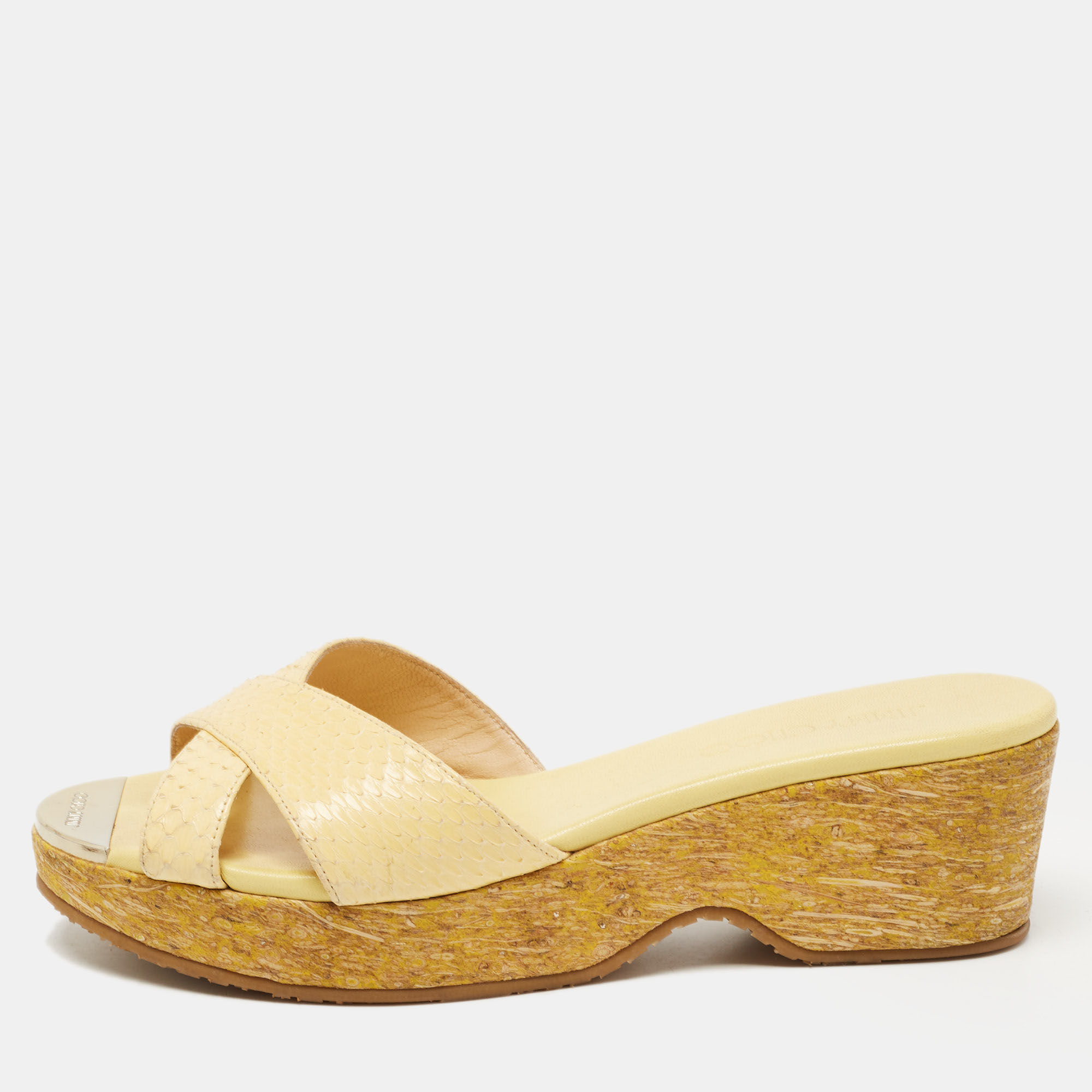 Jimmy Choo Yellow Python Leather Prima Sandals Size 38 Jimmy Choo | The ...