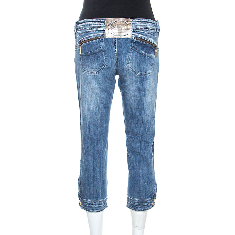 Just Cavalli Blue Denim Buckle Detail Cropped Jeans M Just Cavalli | TLC
