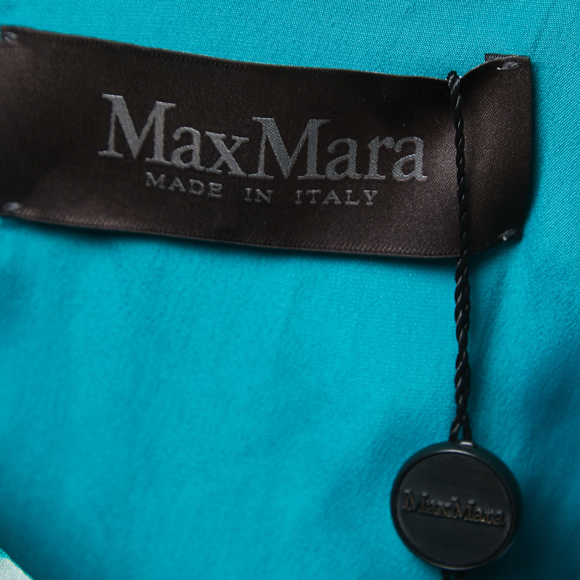 Max Mara Teal Green Printed Silk Sleeveless Maxi Dress - buy at the ...