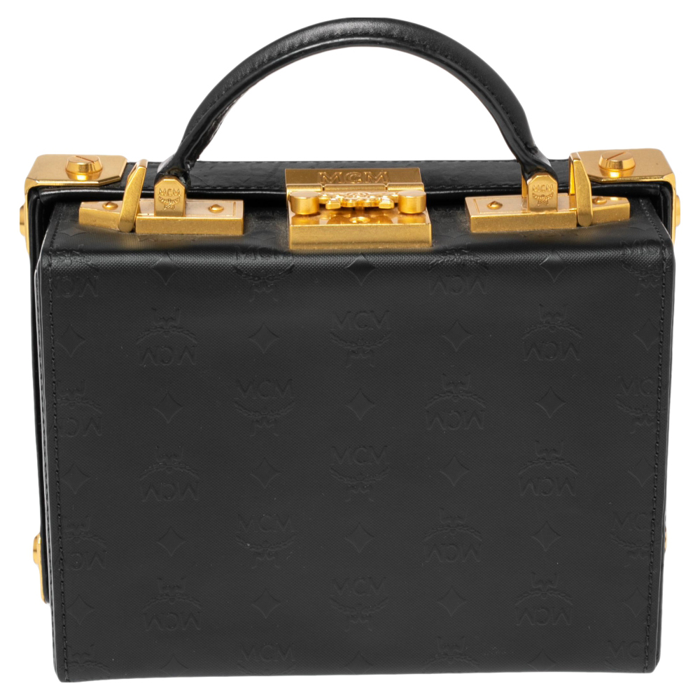 Pre-owned Mcm Black Visetos Coated Canvas And Leather Berlin Box Bag ...