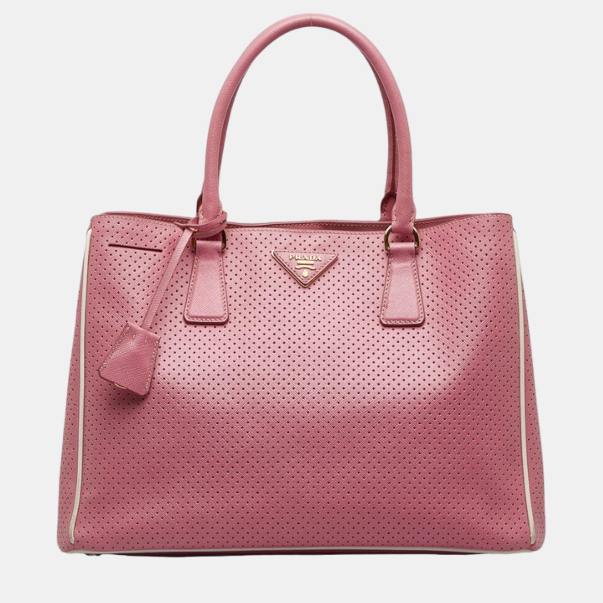 Prada Pink Perforated Saffiano Tote Bag Prada | The Luxury Closet