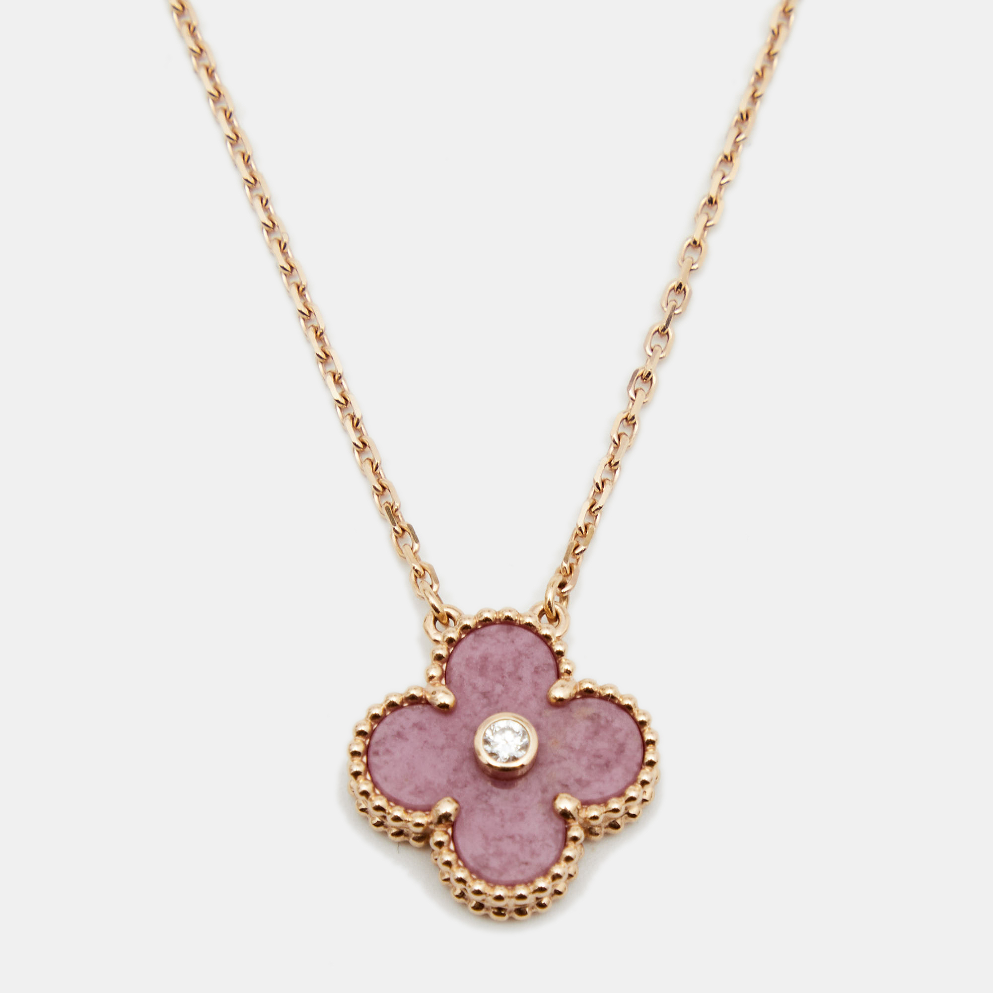 Pre-owned Van Cleef & Arpels Vintage Alhambra Rhodonite Diamond 18k ...