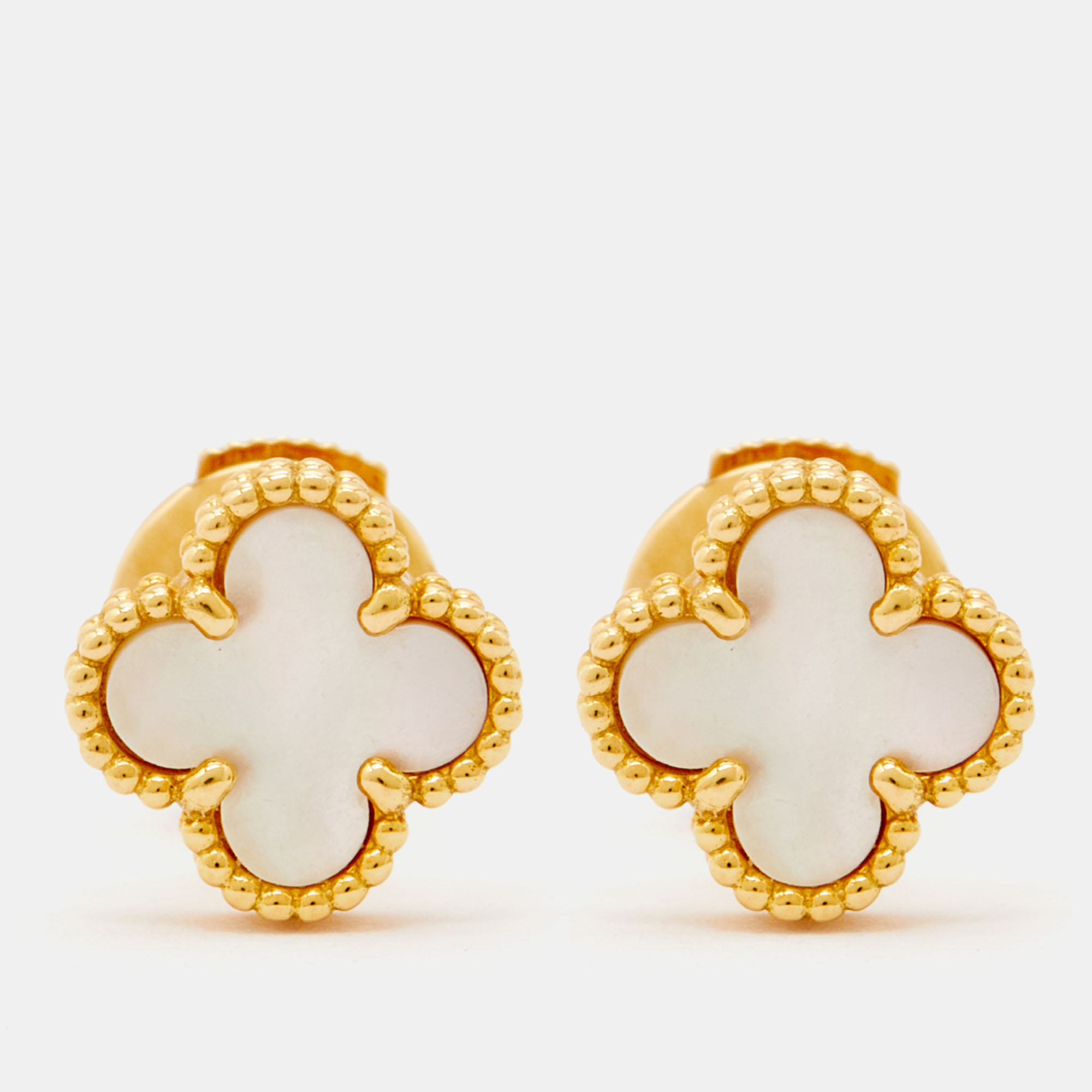 Pre-owned Van Cleef & Arpels Sweet Alhambra Mother Of Pearl 18k Yellow ...