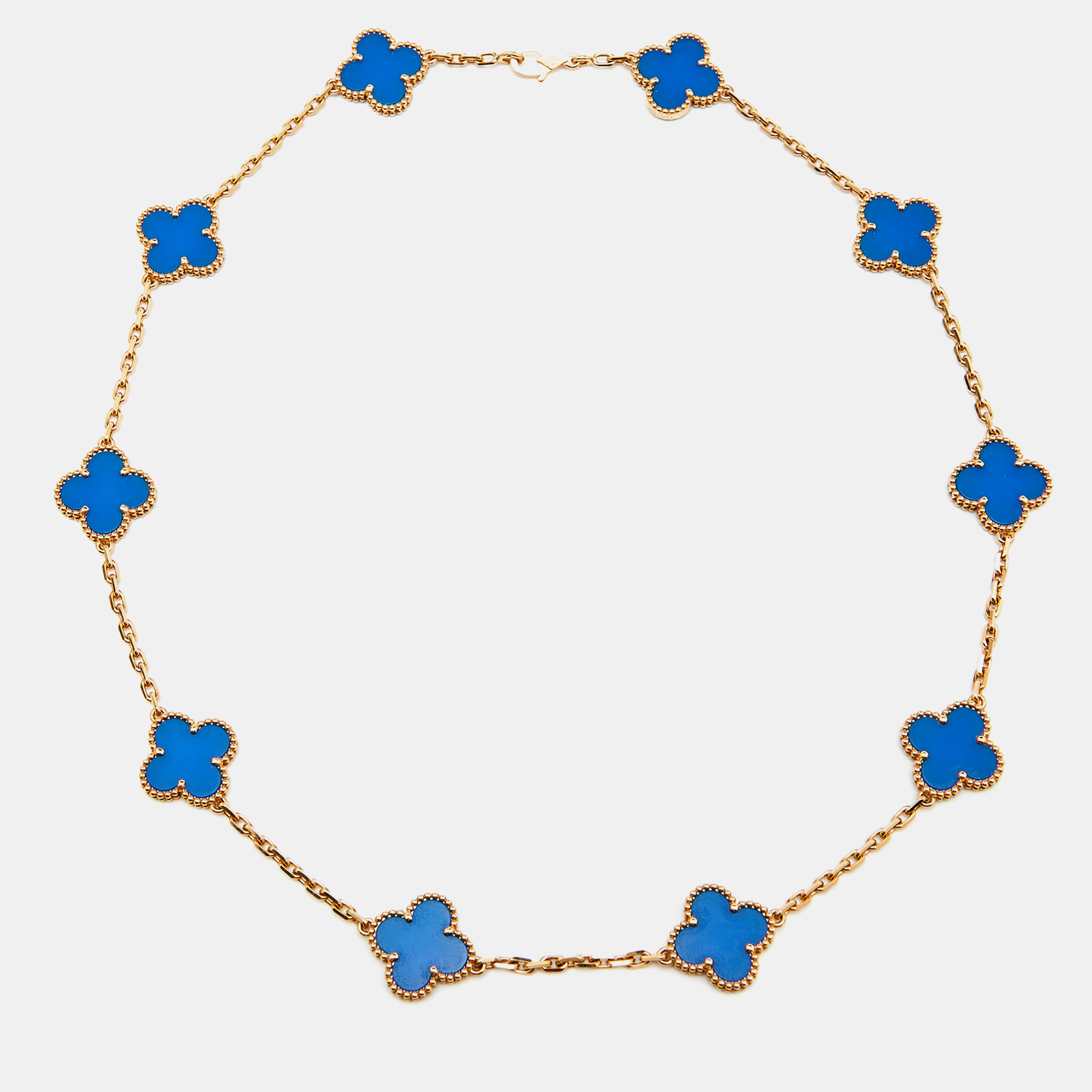 Pre-owned Van Cleef & Arpels Vintage Alhambra Agate 10 Motif 18k Yellow ...